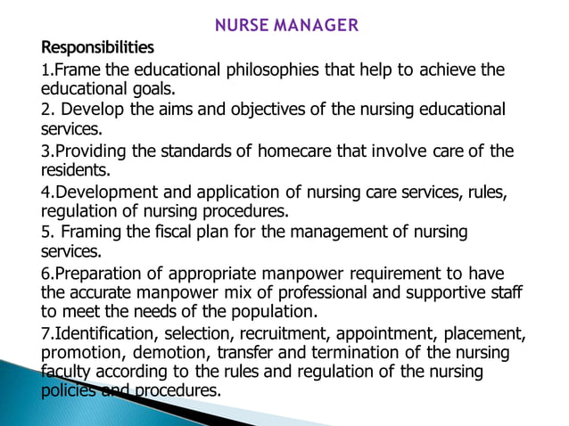Job description nursing personnel