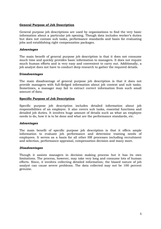 Job description and job specification | PDF