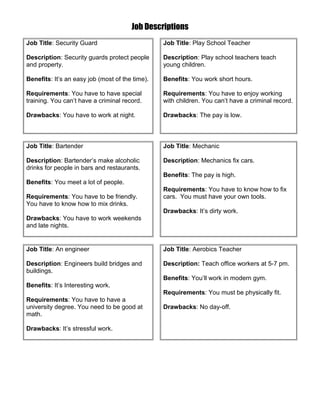 Job description cards | PDF