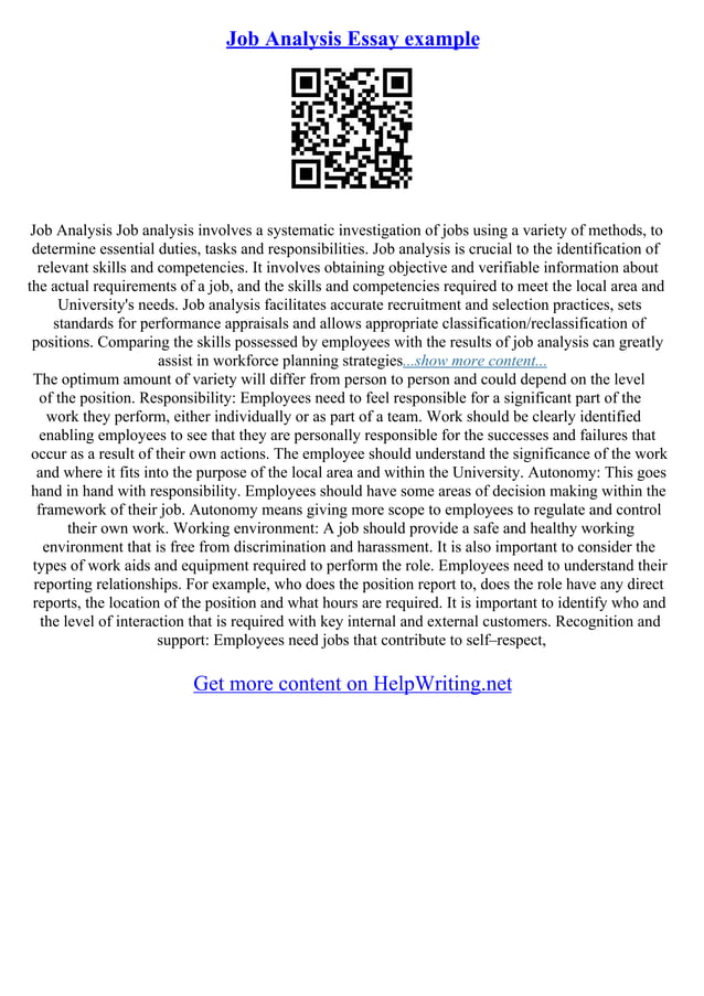 Job Description Essay | PDF