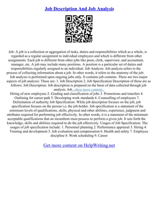 Job Description Essay | PDF