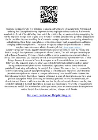 Job Description Essay | PDF