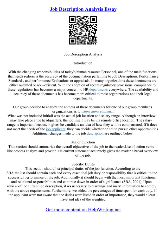 Job Description Essay | PDF