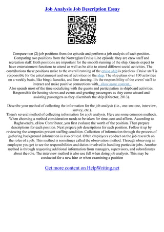Job Description Essay | PDF