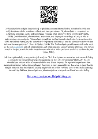 Job Description Essay | PDF