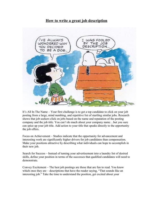 How to write a great job description | PDF