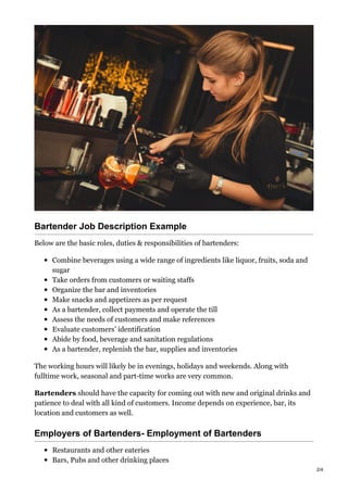 Job description of bartender example amp template | PDF