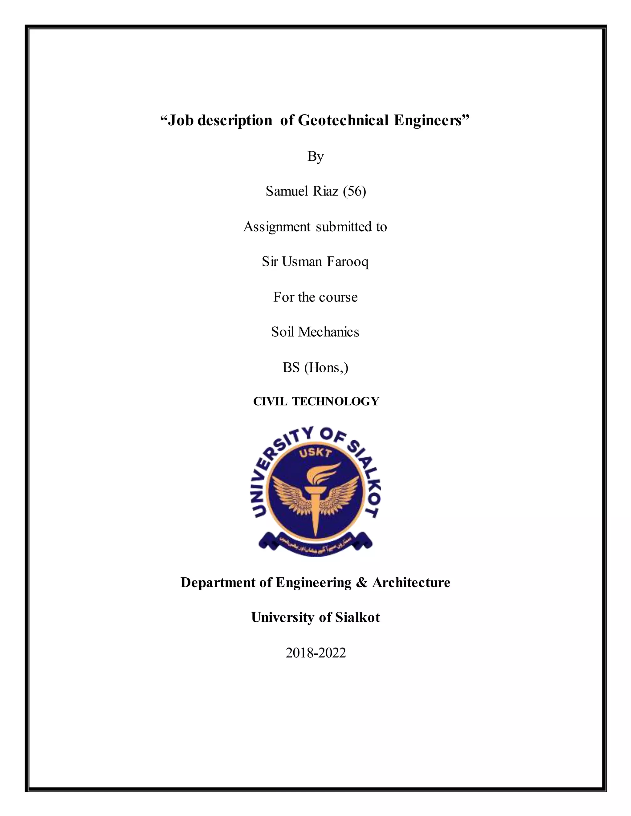 Job description of geotechnical engineer | PDF