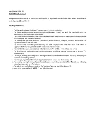 Job description of information officer | DOCX