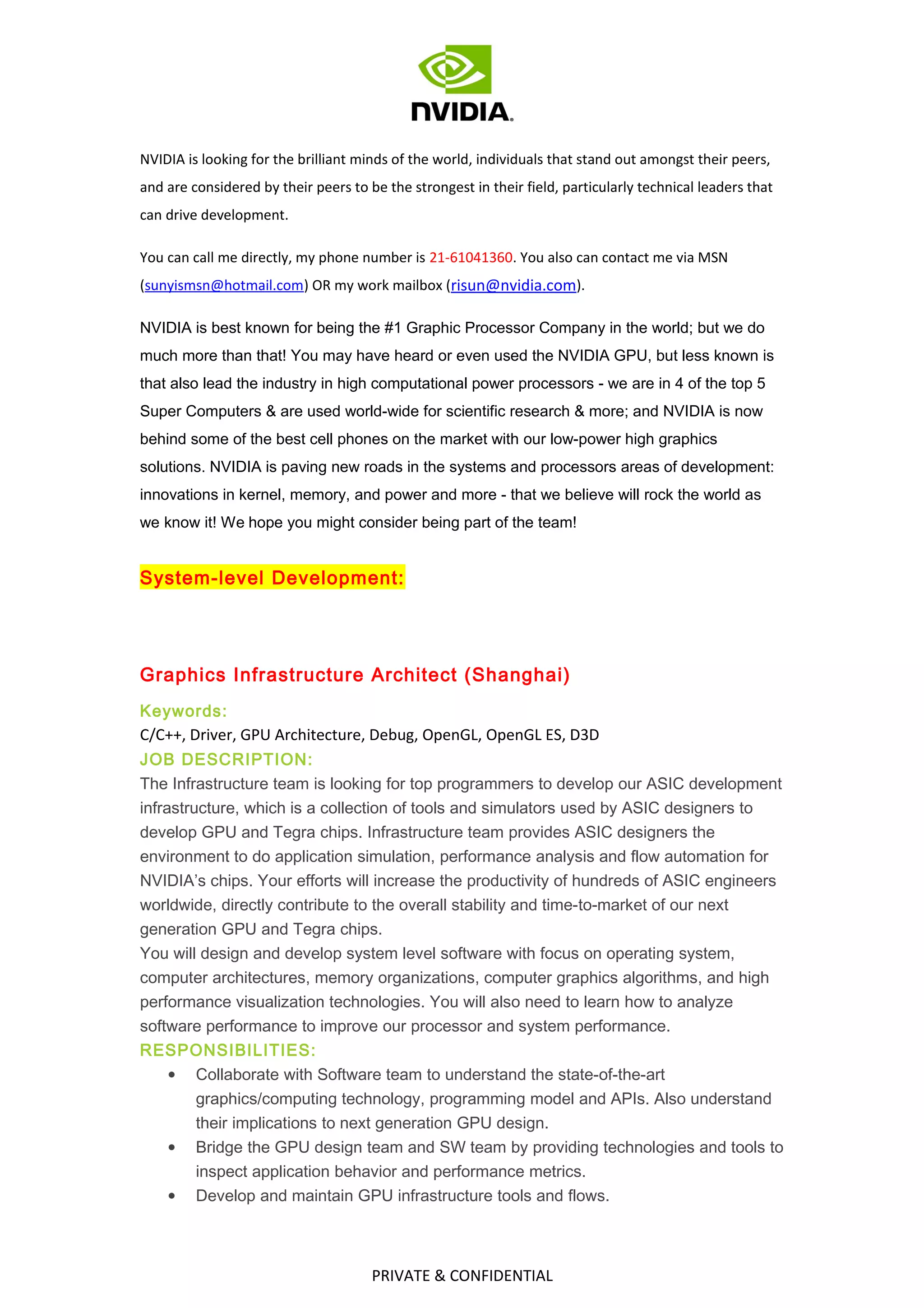 Job description of nvidia hiring 2013 q4 | DOC