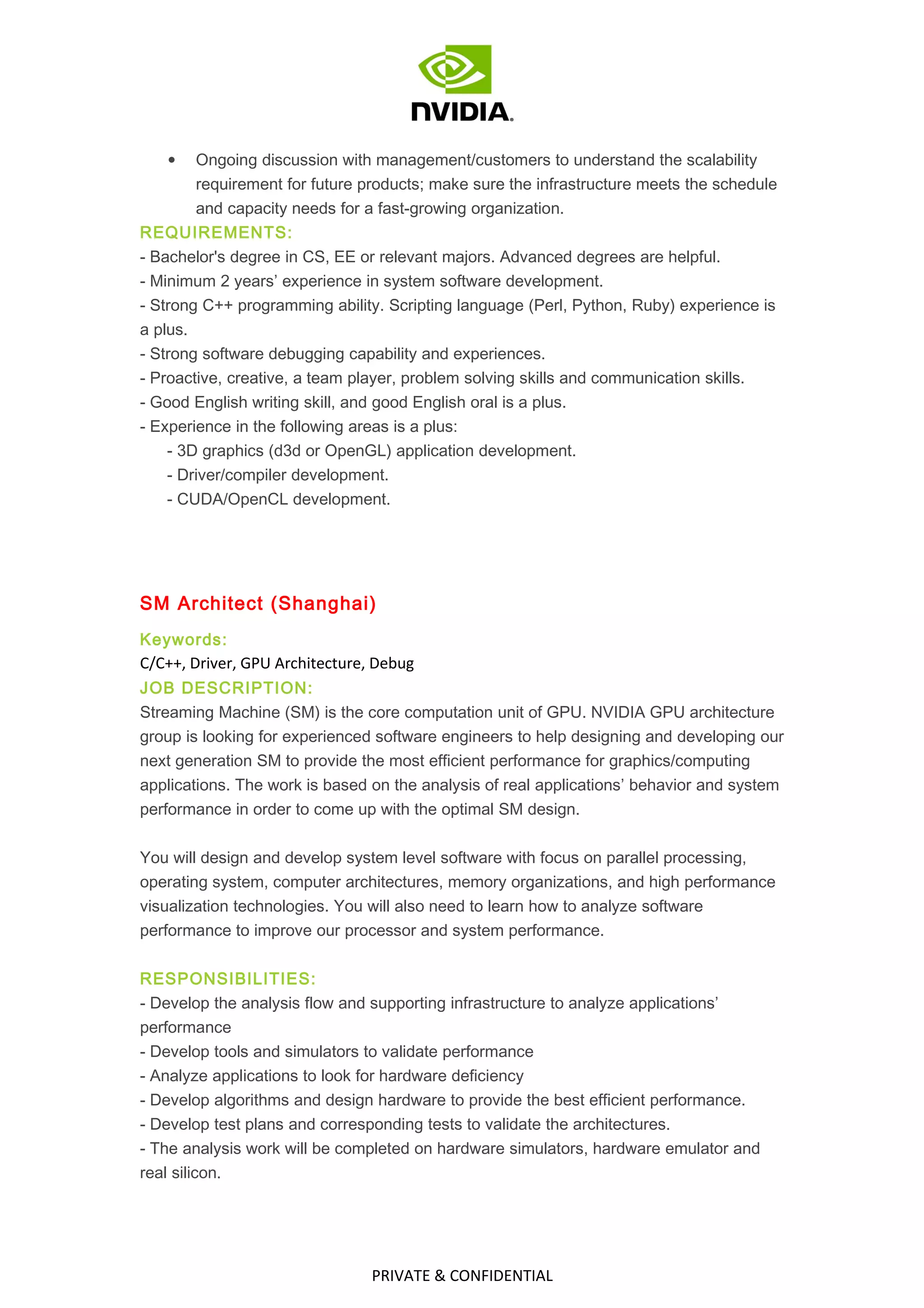 Job description of nvidia hiring 2013 q4 | DOC