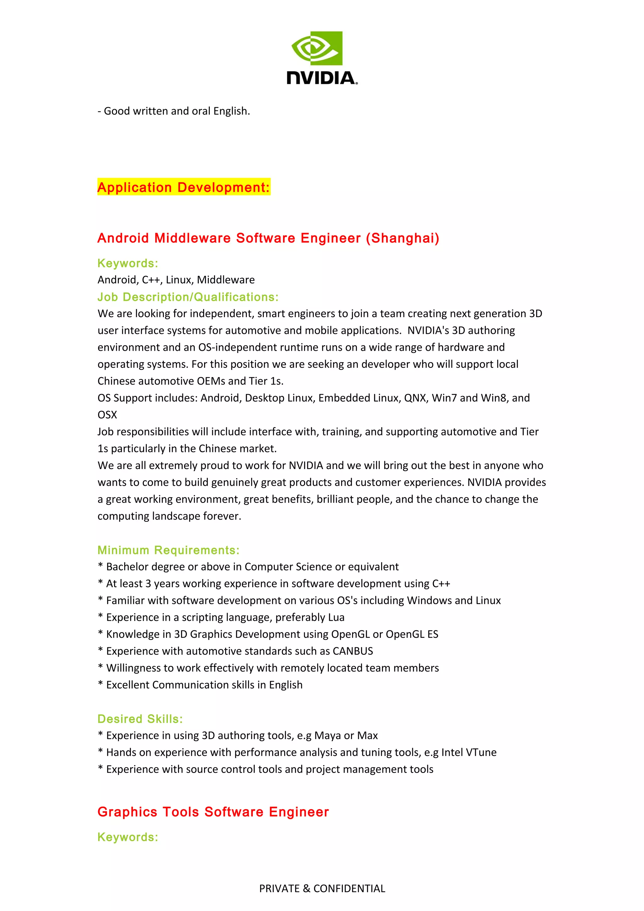 Job description of nvidia hiring 2013 q4 | DOC