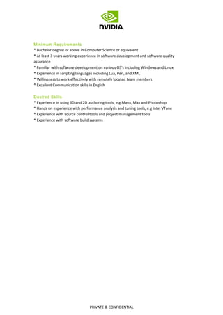 Job description of nvidia hiring 2013 q4 | DOC