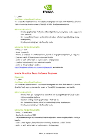 Job description of nvidia hiring 2013 q4 | DOC