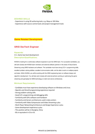 Job description of nvidia hiring 2013 q4 | DOC