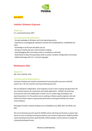 Job description of nvidia hiring 2013 q4 | DOC