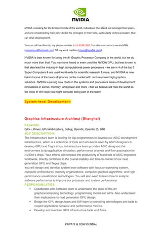 Job description of nvidia hiring 2013 q4 | PDF