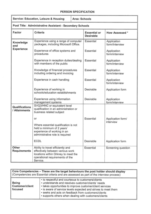 Job description & person specification | PDF
