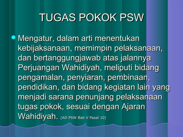 JOB DESCRIPTION PSW KECAMATAN | PPT