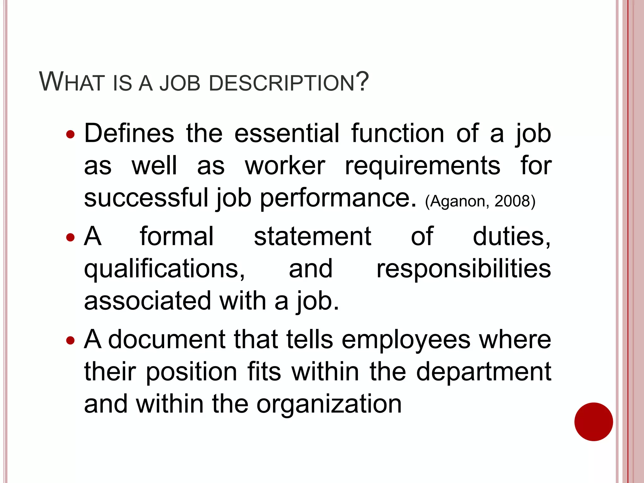 Job description report | PPT