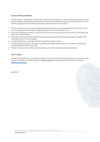 Job description _ Research Assistant _SAIB | PDF
