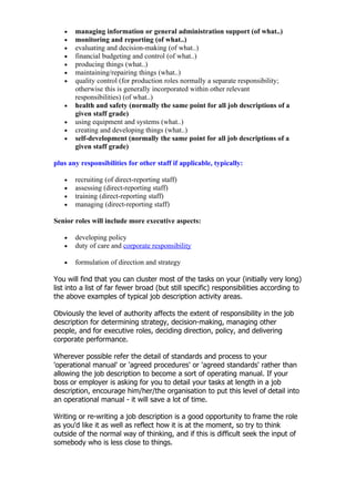 Job descriptions | DOC | Resume Writing and Advice | Job Search