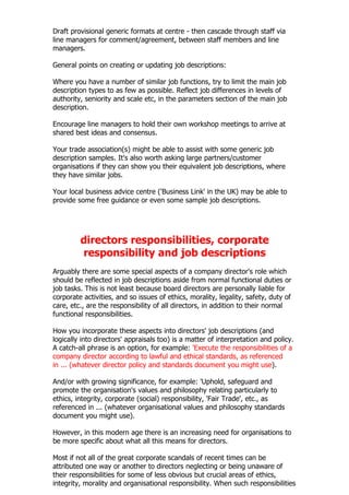 Job descriptions | DOC | Resume Writing and Advice | Job Search