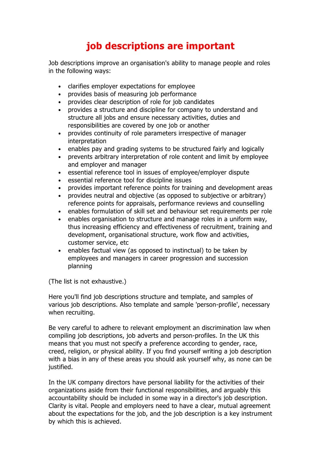 Job Descriptions job-descriptions
