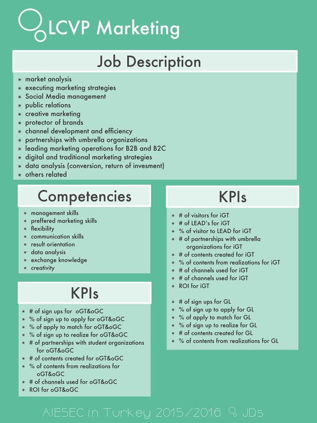 Job descriptions aiesec in Turkey 2015:2016 | PDF