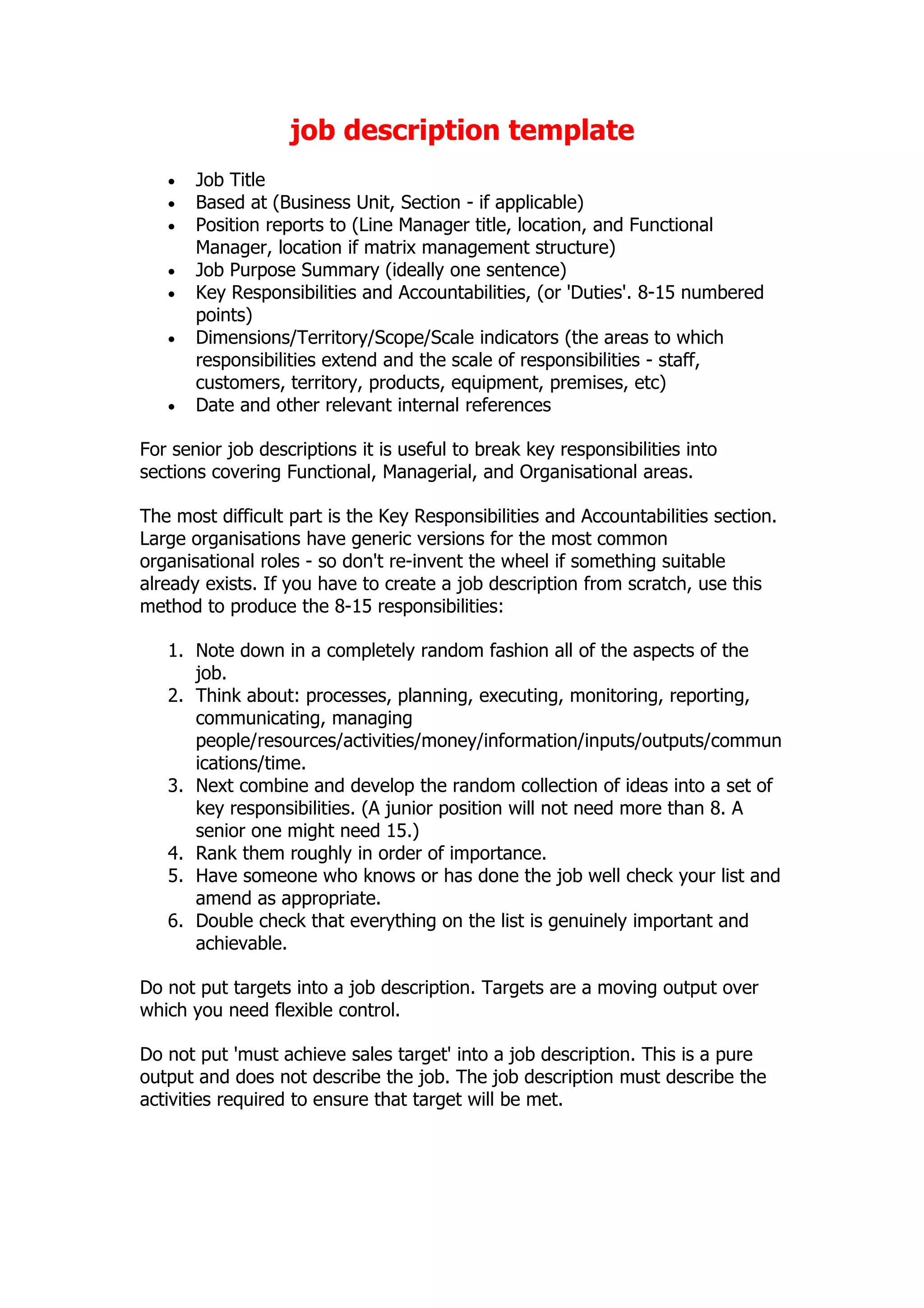 Job description template | DOC