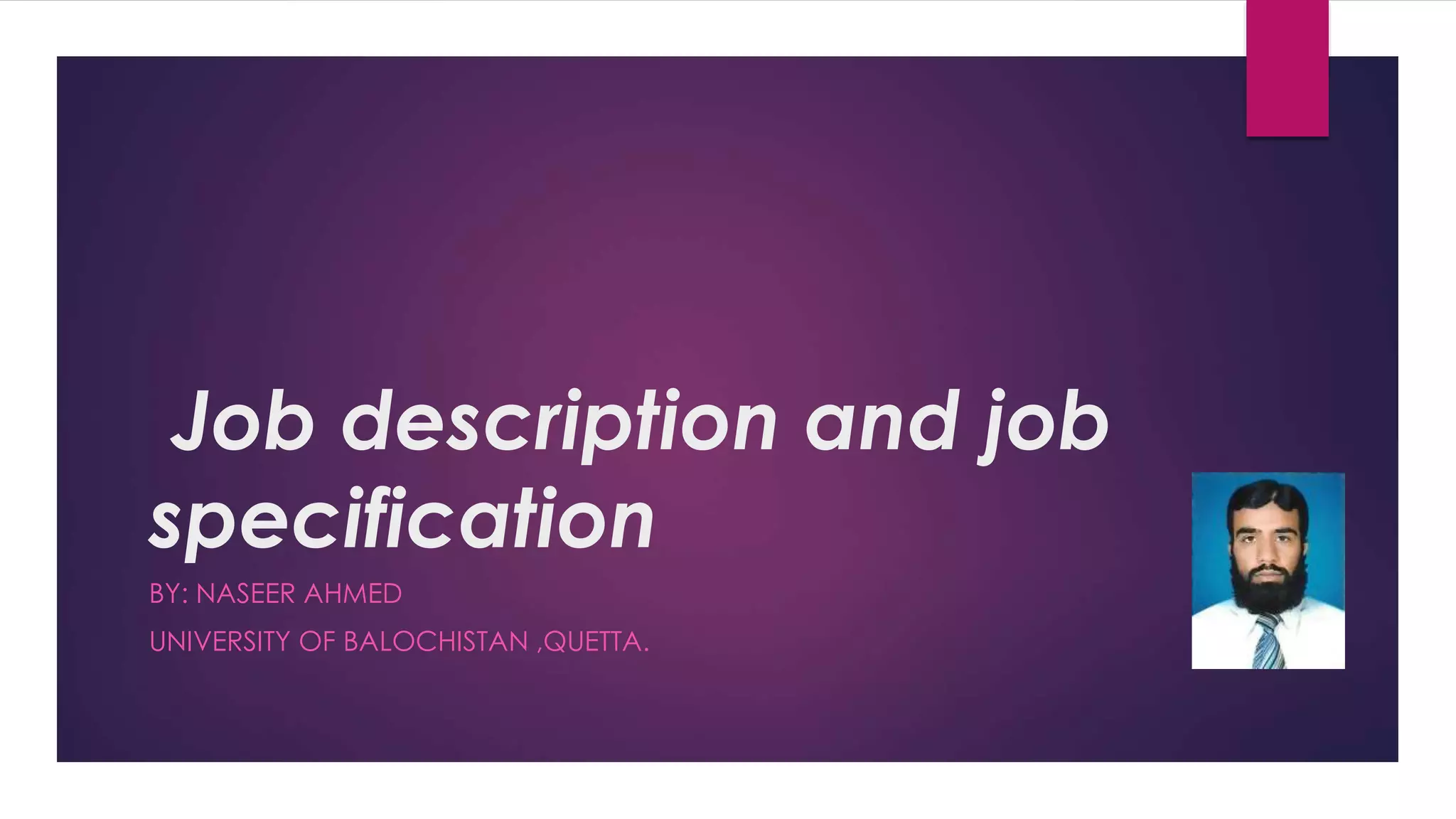 Job description vs job specification | PPTX