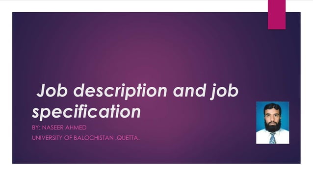 Job description vs job specification | PPTX