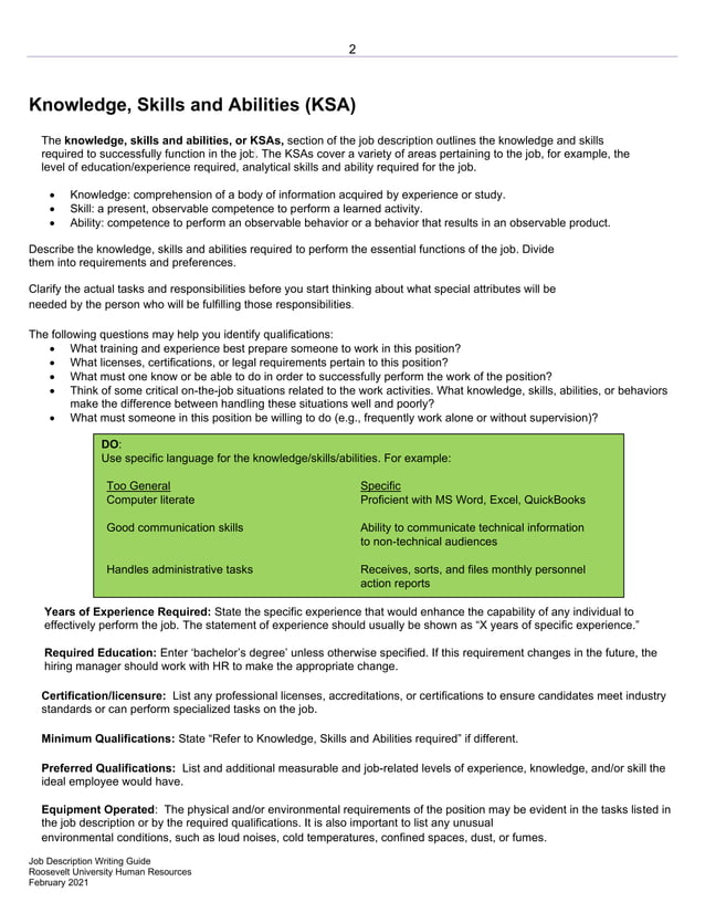 Job description writing guide | PDF