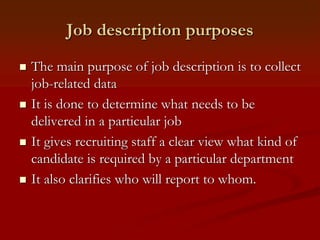 job description and specification importance and practical practices | PPT