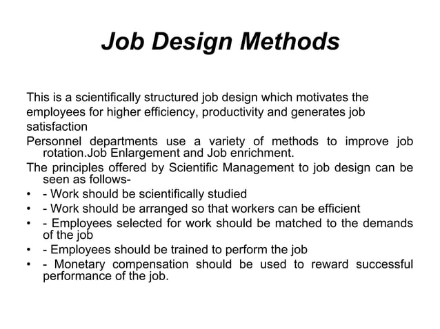 Job design | PPT | Resume Writing and Advice | Job Search