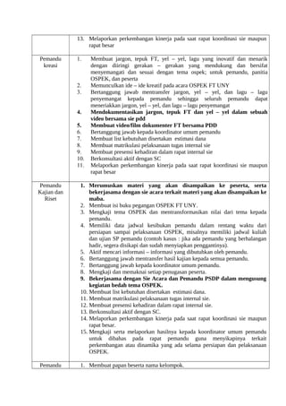 Jobdesk panitia ospek ft uny 2016 | DOC