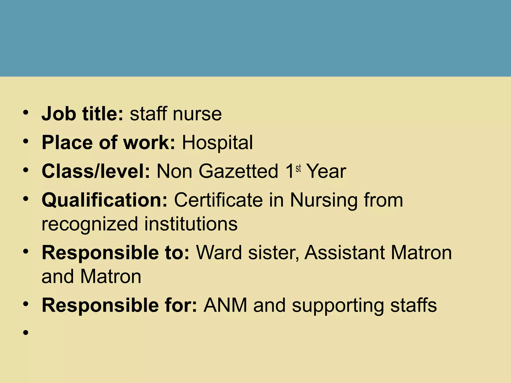 Job description of staff nurse in Nepal | PPT
