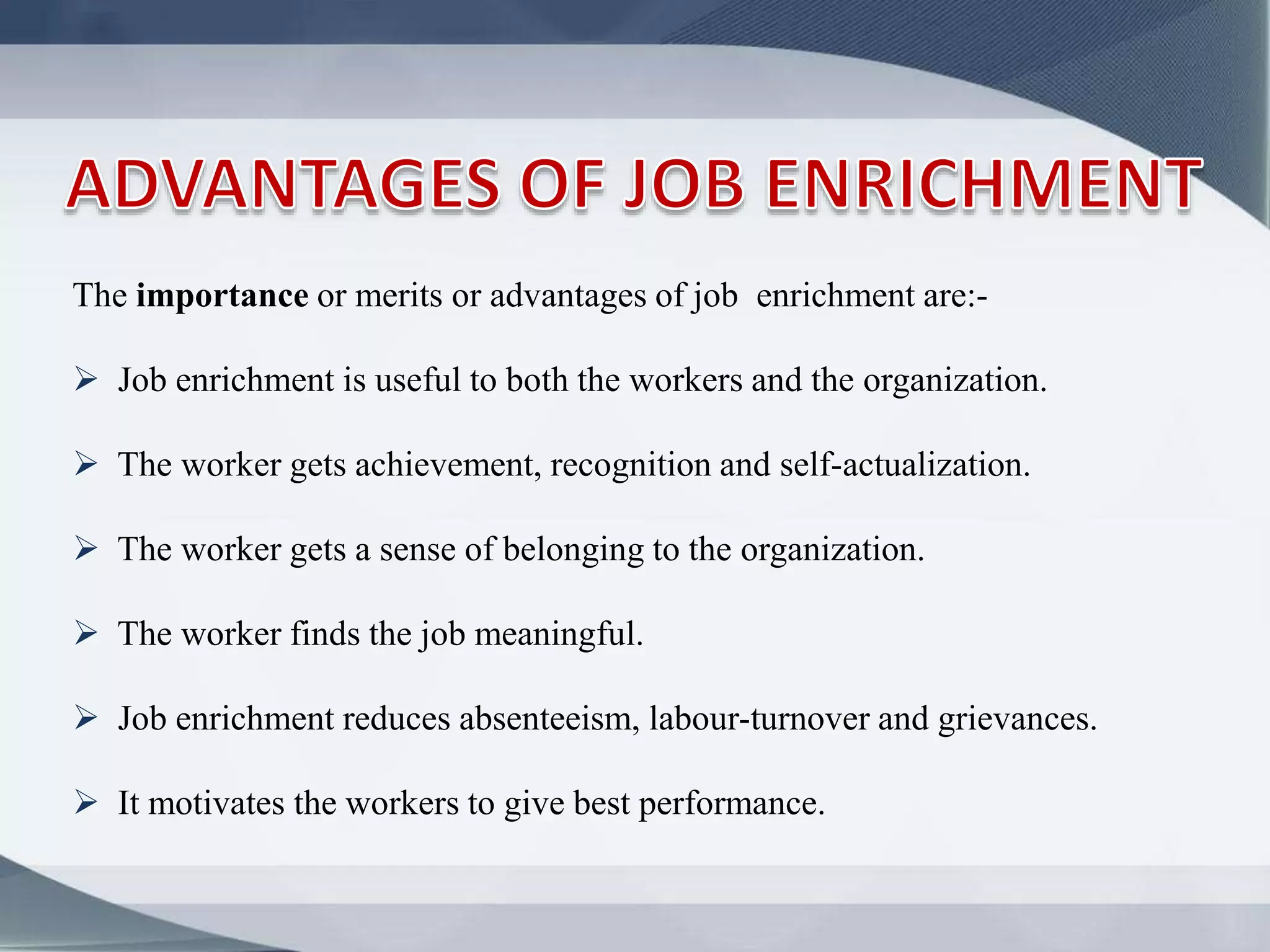Job enrichment & Job enlargement | PPTX