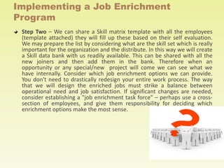 Job enrichment and skill data bank | PPTX