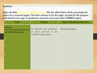 JOBERT COT Practical research grade 12 for tvl stem humss | PPTX