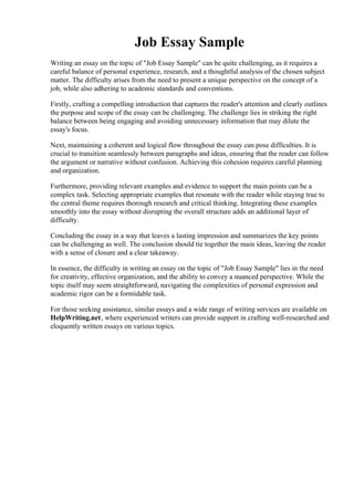 Job Essay Sample. How To Write Personal Essay For Job Coverletterpedia ...