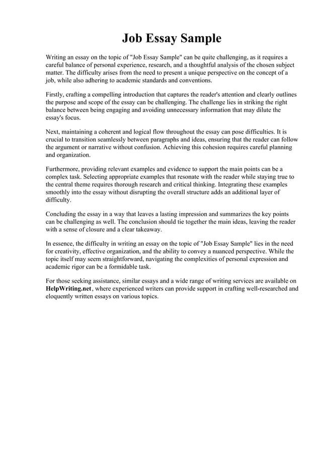 Job Essay Sample. How To Write Personal Essay For Job Coverletterpedia ...
