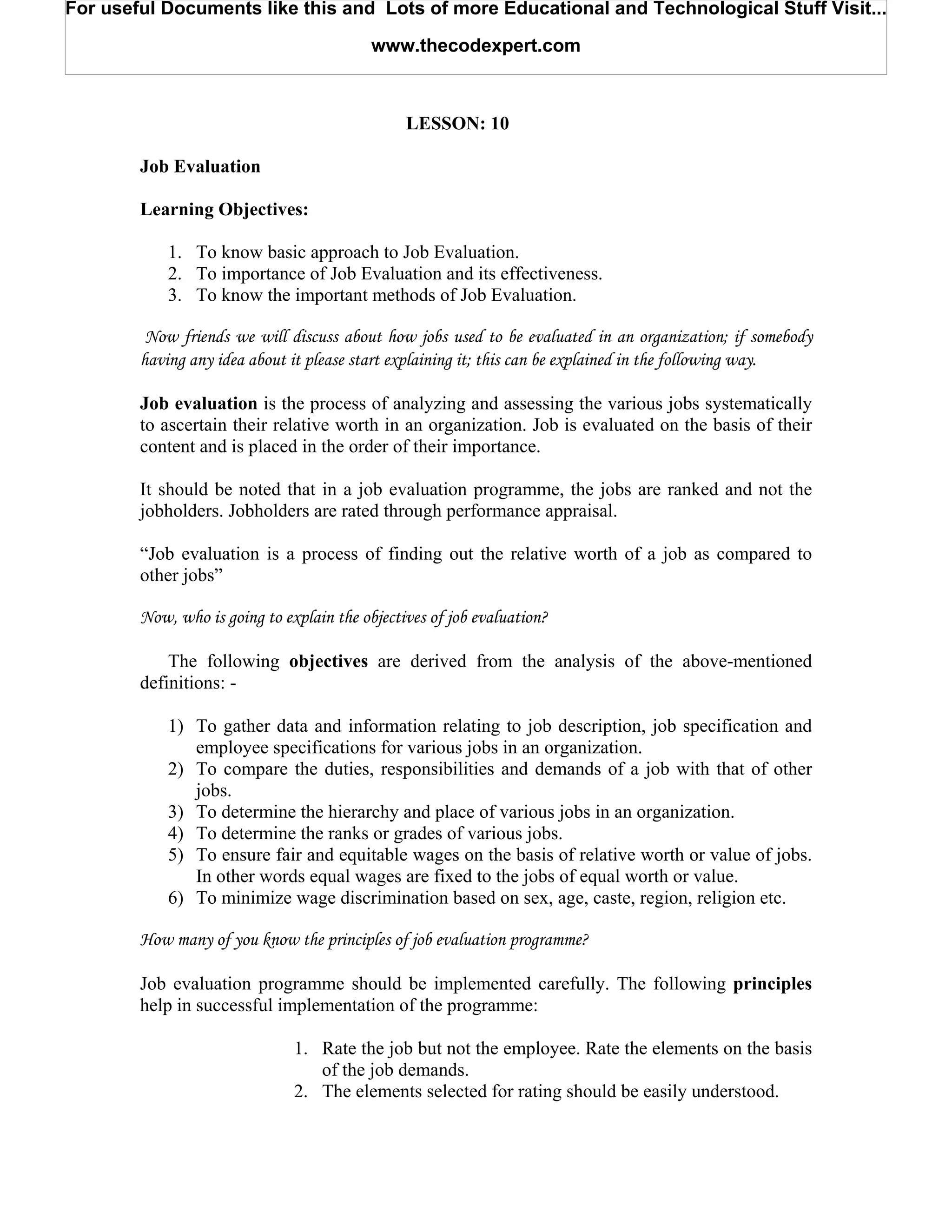 Job Evaluation | PDF | Resume Writing and Advice | Job Search