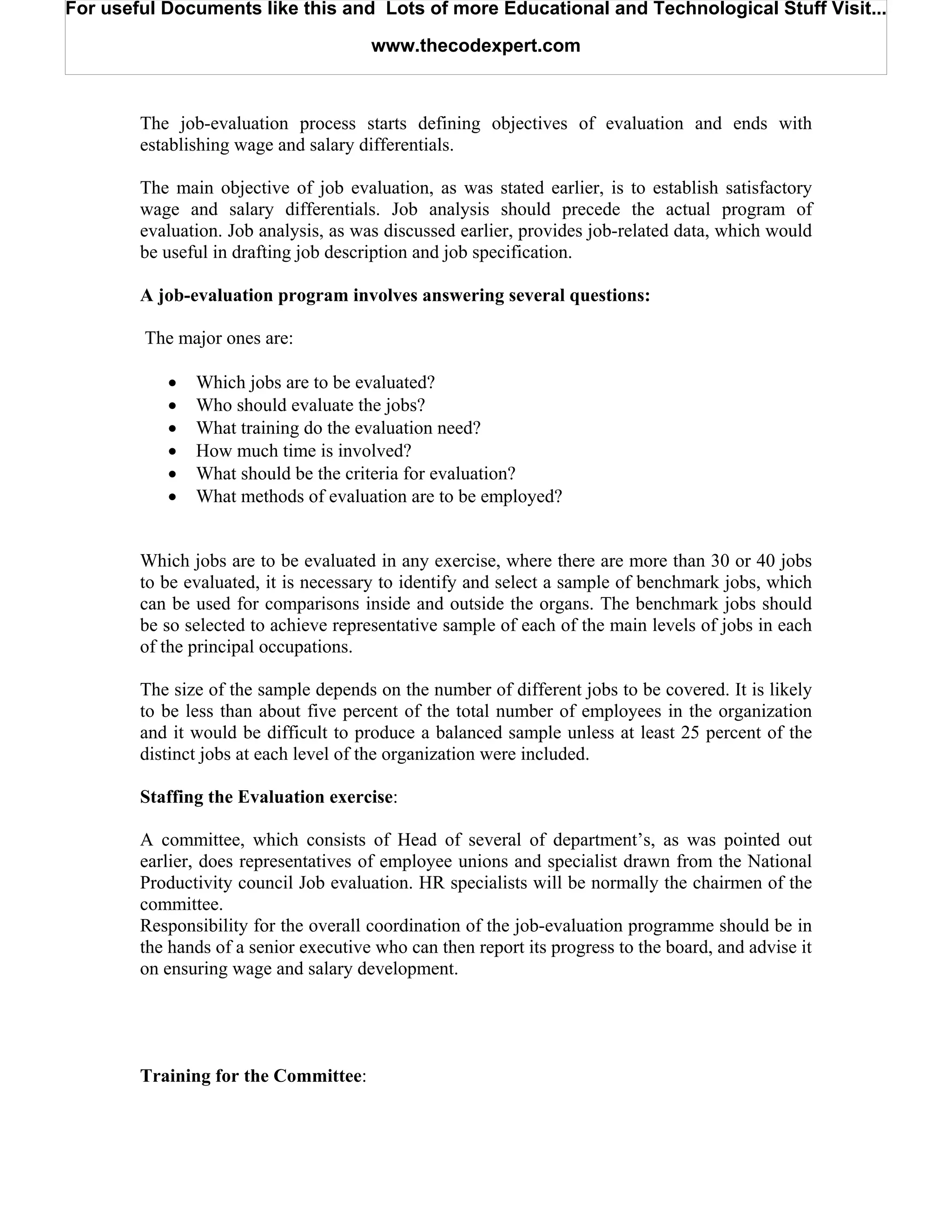 Job Evaluation | PDF | Resume Writing and Advice | Job Search
