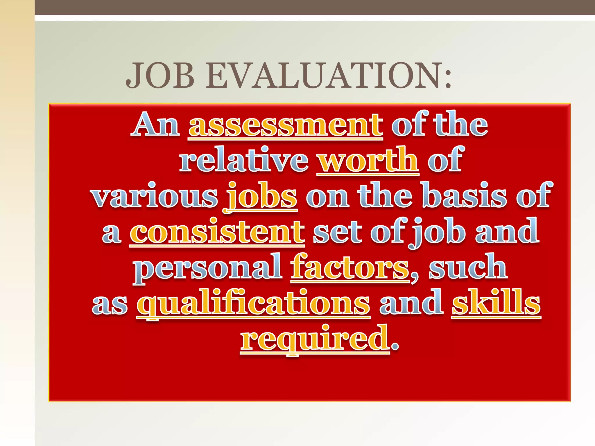 Job evaluation. | PPT