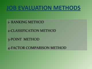 Job evaluation its methods and advantages & dis-advatages | PPT