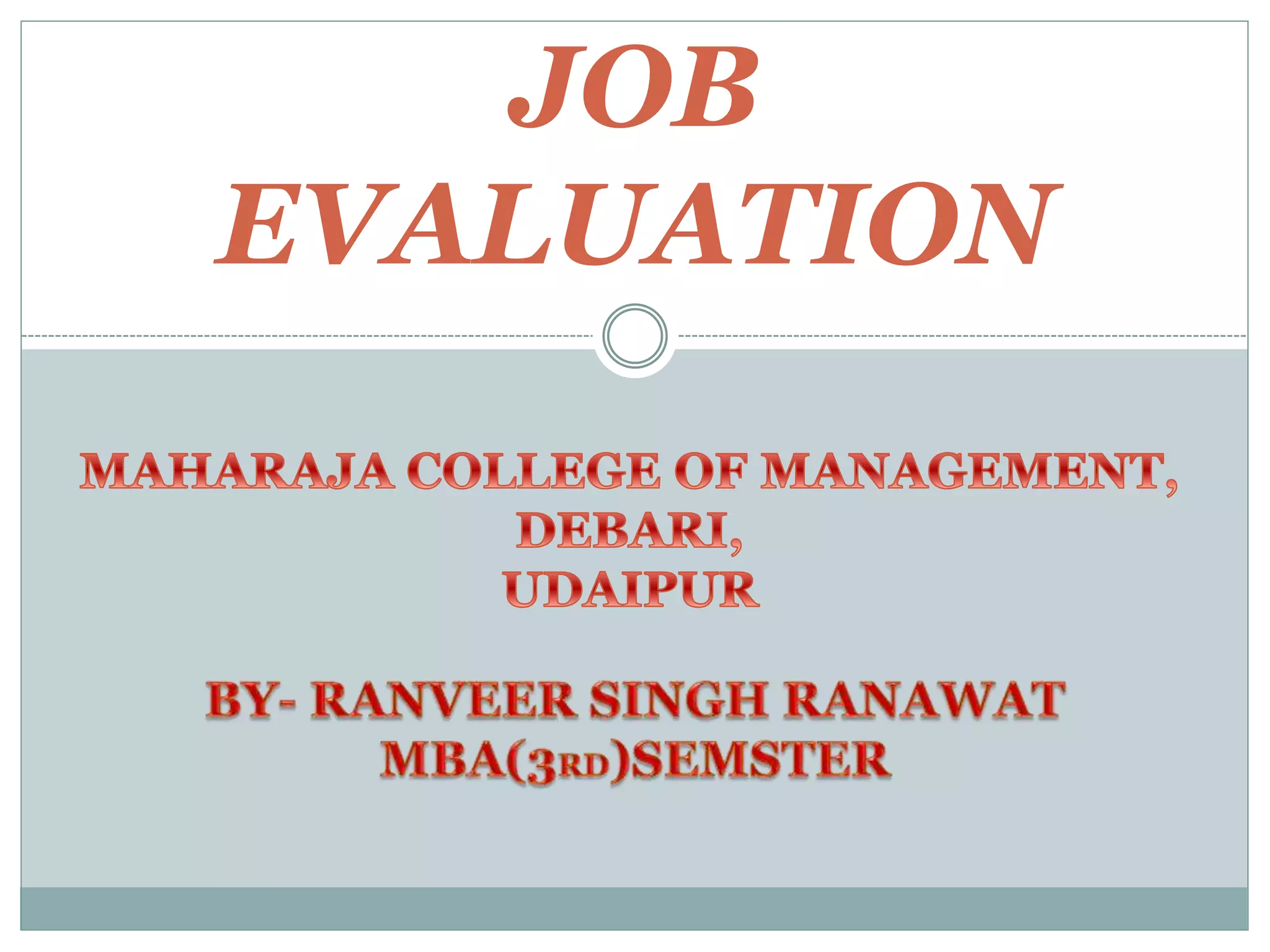 Job evaluation | PPT