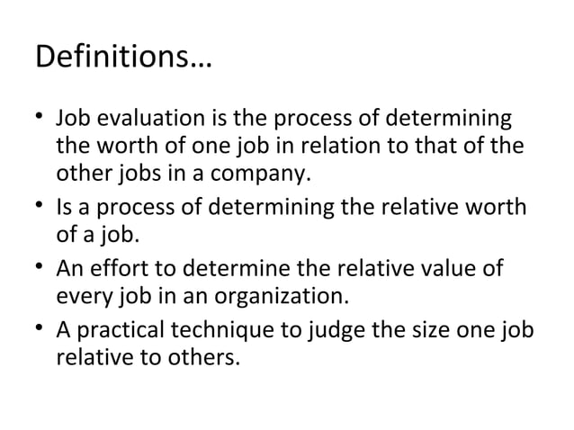 Job evaluation | PPT | Human Resources | Business