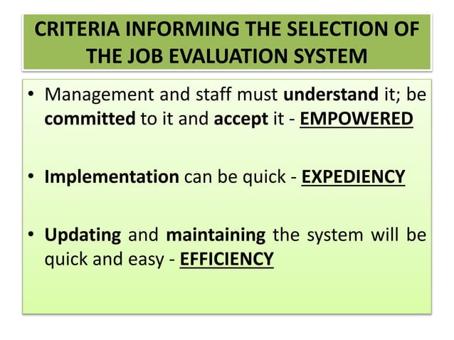 Job evaluation and grading – process and systems | PPTX