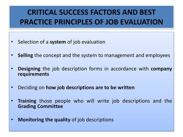 Job evaluation and grading – process and systems | PPTX